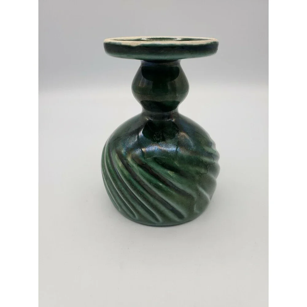 hull | Accents | Hull Usa Pottery F5 Blue Green Drip Glaze Swirl Goblet ...